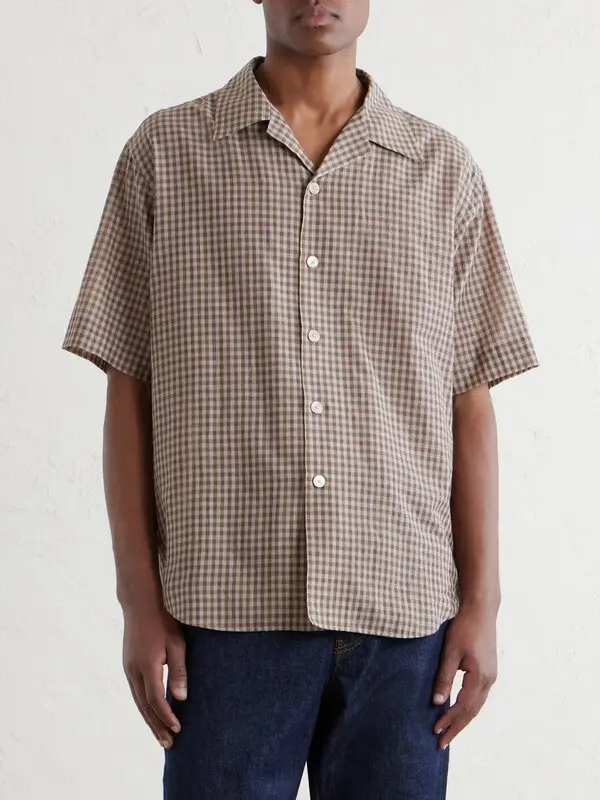 Auralee Camp-collar Checked Cotton Shirt
