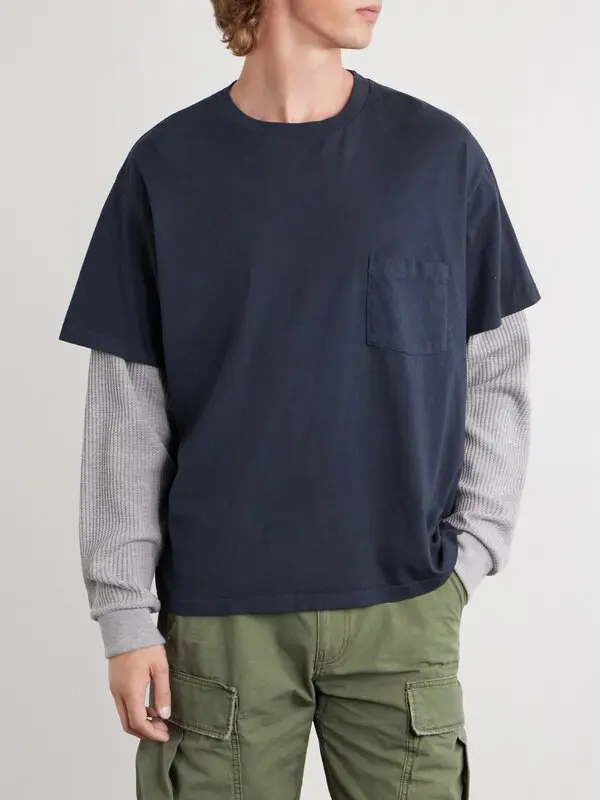 CHERRY LOS ANGELES Waffle-trim Cotton-jersey T-shirt