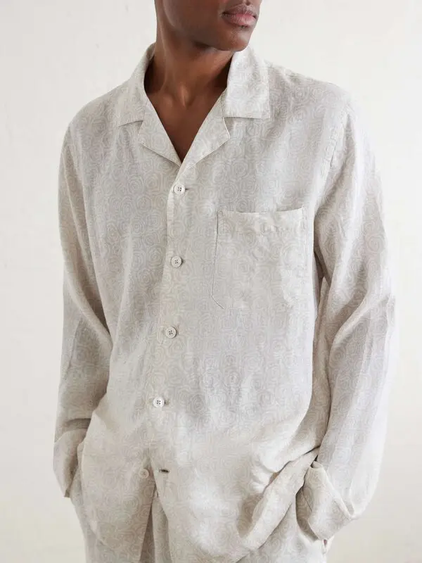 Derek Rose Milan 31 Printed Linen Pyjama Set