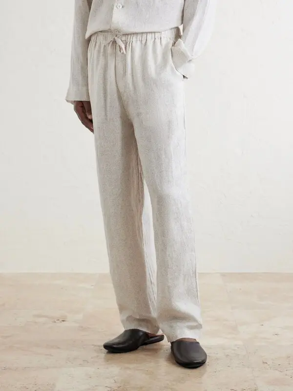 Derek Rose Milan 31 Printed Linen Pyjama Set
