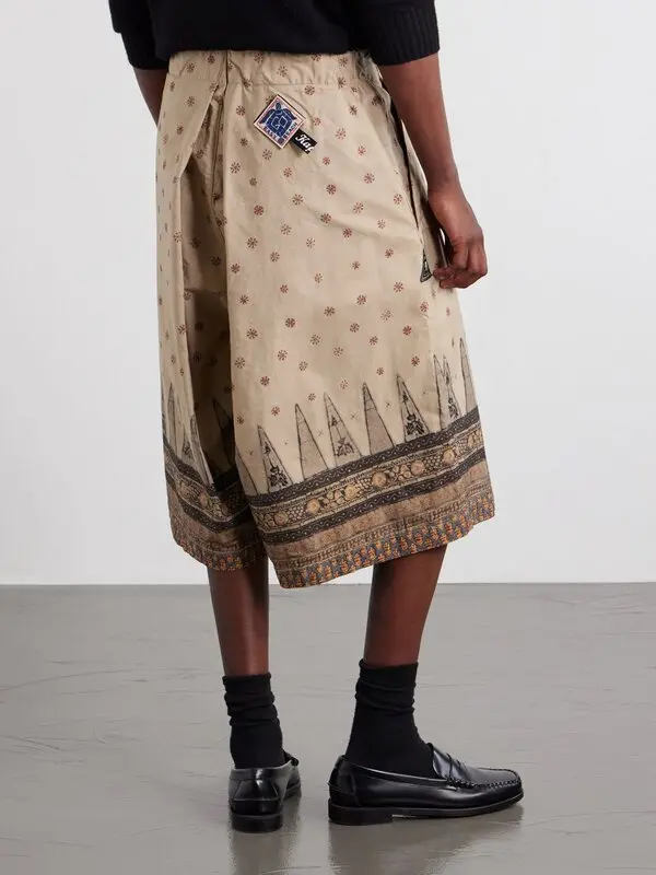 Kapital Wide-leg Printed Cotton Shorts
