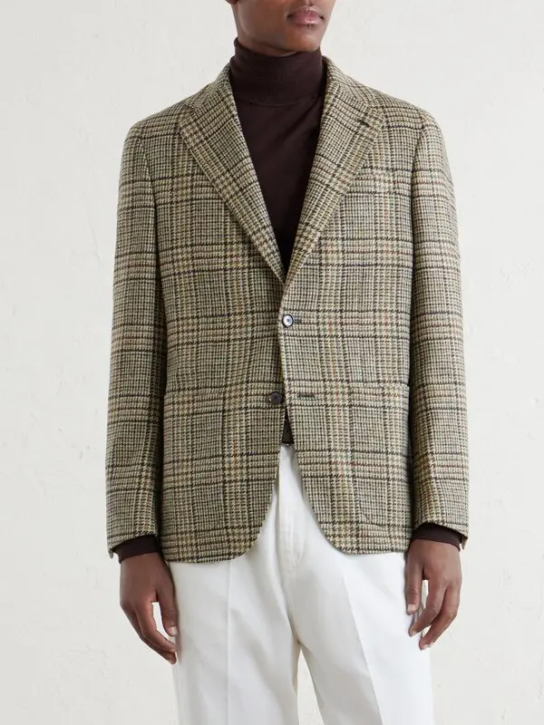 Caruso Butterfly Checked Wool Blazer