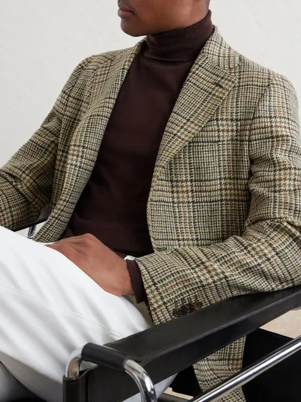 Caruso Butterfly Checked Wool Blazer