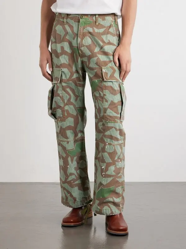 CHERRY LOS ANGELES Camouflage Paint-splattered Cargo Wide-leg Trousers