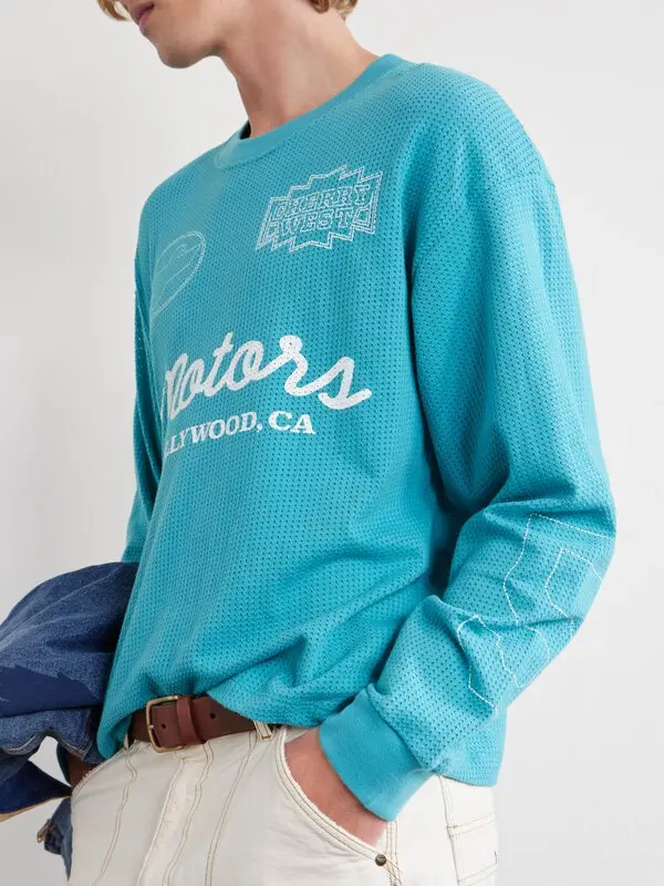 CHERRY LOS ANGELES Logo-print Cotton-mesh T-shirt