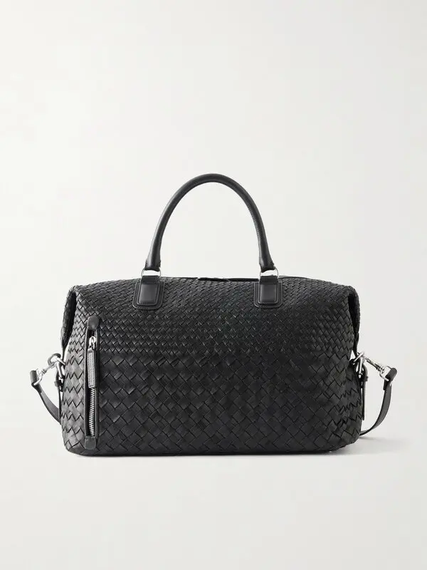 Officine Creative Woven Leather Weekend Bag - Black