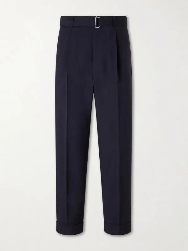 Officine Générale Hugo Straight-leg Pleated Virgin Wool Trousers - Blue