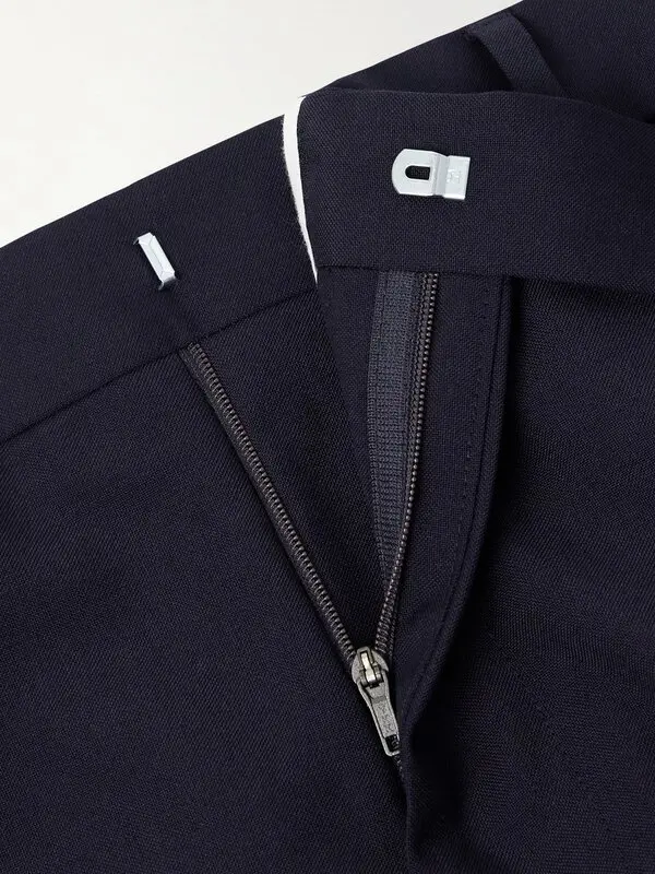 Officine Générale Hugo Straight-leg Pleated Virgin Wool Trousers - Blue