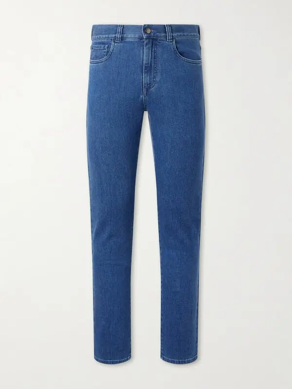 Canali Straight-leg Cotton And Cashmere-blend Jeans - Blue