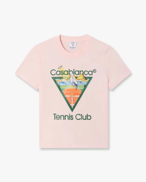 Casablanca Tennis Club Icon Pyramid Abduction Fitted Short Sleeve T-shirt - Pink