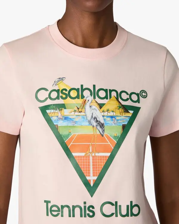 Casablanca Tennis Club Icon Pyramid Abduction Fitted Short Sleeve T-shirt - Pink