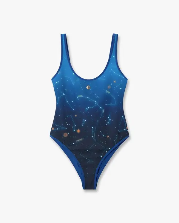 Casablanca Astrology Printed One-piece Swimsuit - Blue