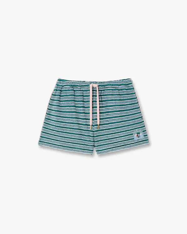 Casablanca Teal Striped Towelling Shorts - Multicolor