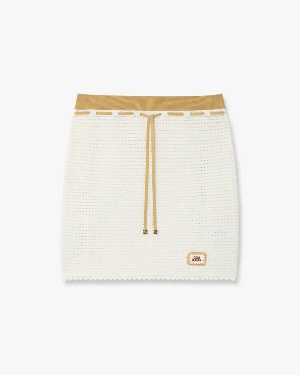 Casablanca Lace Tuck Stitch Mini Skirt - White