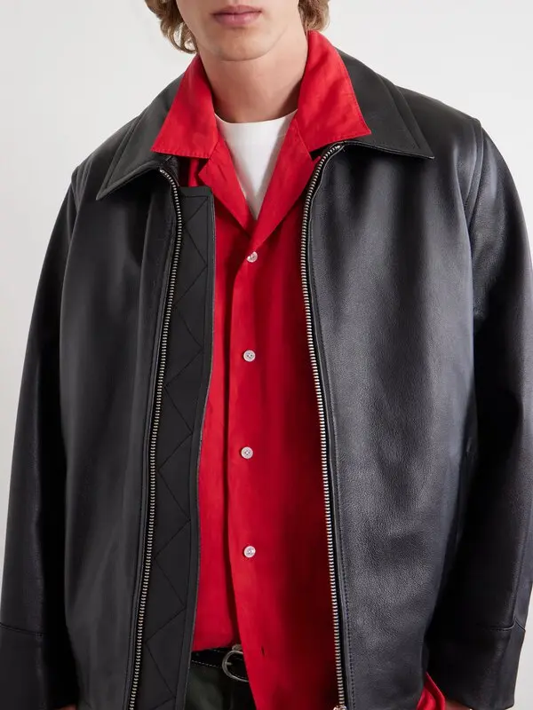 A.PRESSE Convertible-collar Silk And Linen-blend Shirt - Red