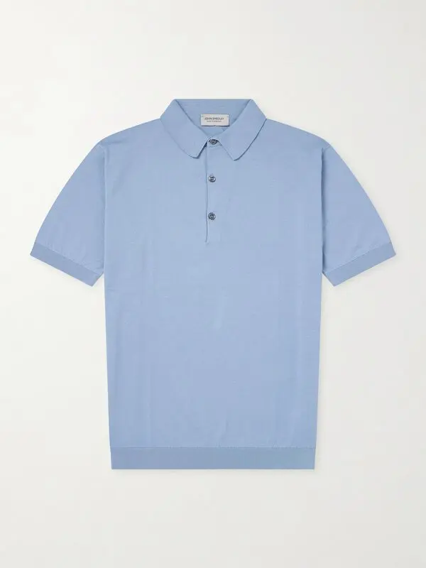 John Smedley Adrian Slim-fit Sea Island Cotton Polo Shirt - Blue