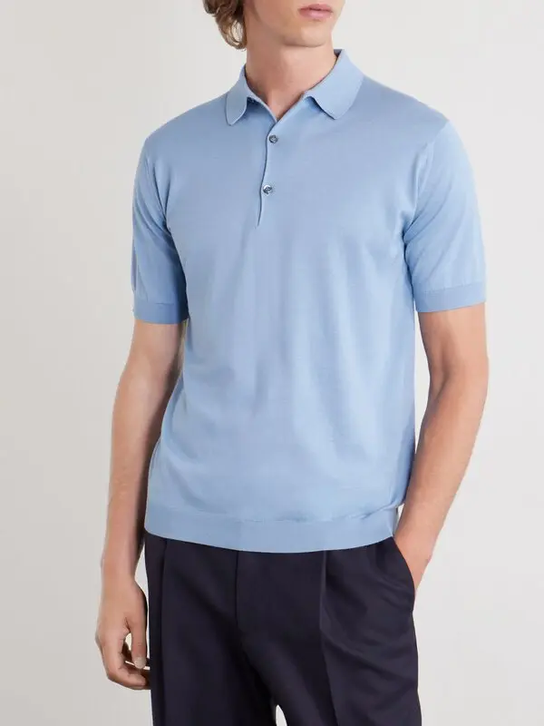 John Smedley Adrian Slim-fit Sea Island Cotton Polo Shirt - Blue