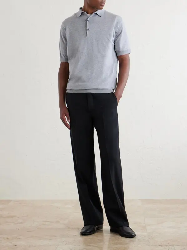 John Smedley Adrian Slim-fit Sea Island Cotton Polo Shirt - Gray