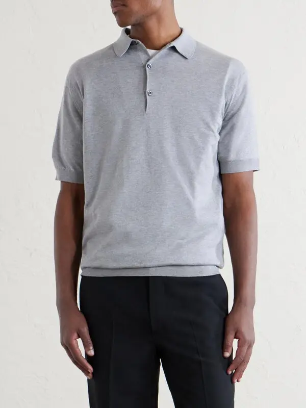 John Smedley Adrian Slim-fit Sea Island Cotton Polo Shirt - Gray
