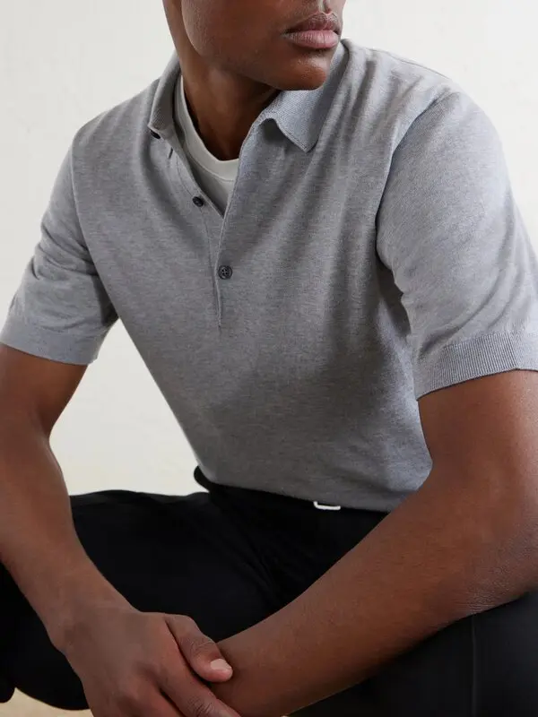 John Smedley Adrian Slim-fit Sea Island Cotton Polo Shirt - Gray
