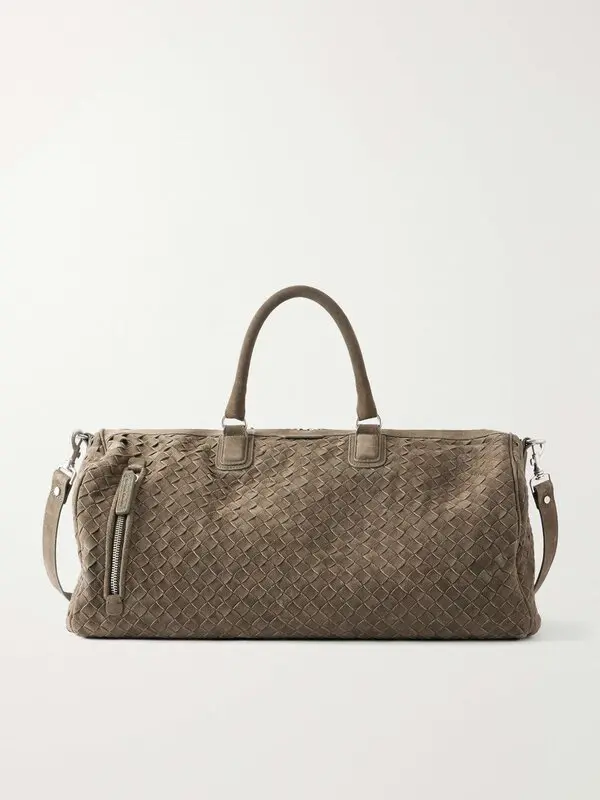Officine Creative Woven Suede Weekend Bag - Beige