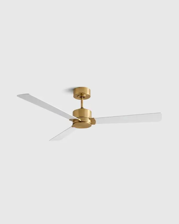 Quince Minimalist Wood Blade Ceiling Fan - White/brass