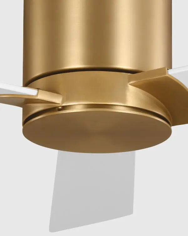 Quince Minimalist Hugger Wood Blade Ceiling Fan - White/brass