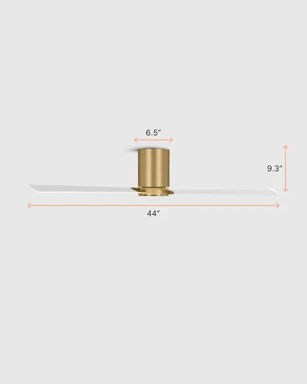 Quince Minimalist Hugger Wood Blade Ceiling Fan - White/brass