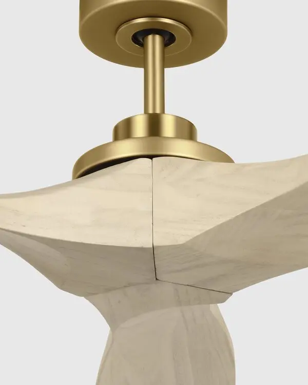 Quince Minimalist Hugger Wood Blade Ceiling Fan - Whitewash/brass