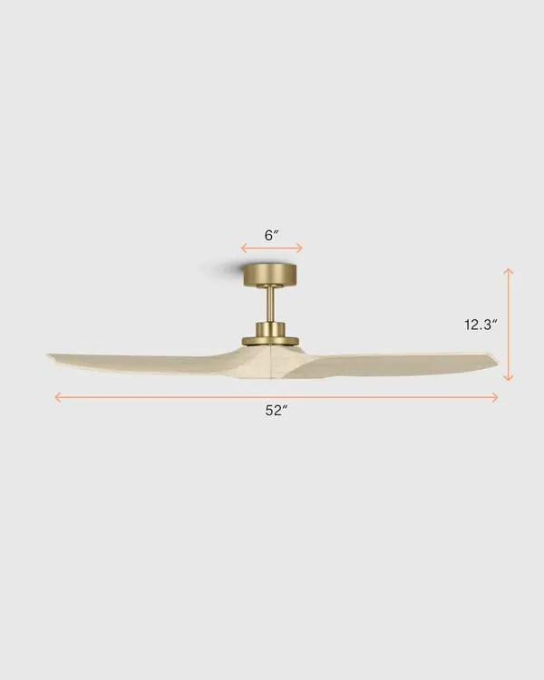 Quince Minimalist Hugger Wood Blade Ceiling Fan - Whitewash/brass