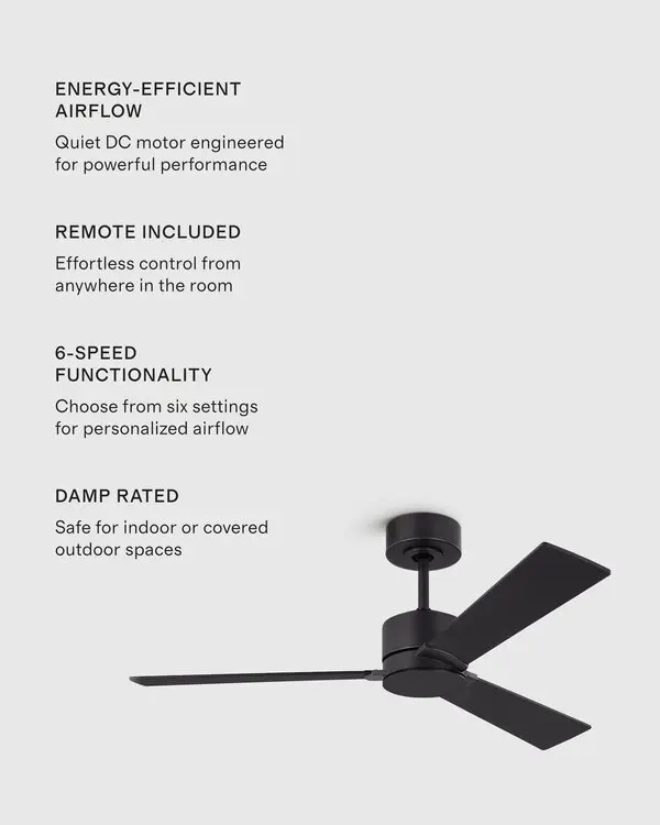 Quince Minimalist Wood Blade Ceiling Fan, Size - Black