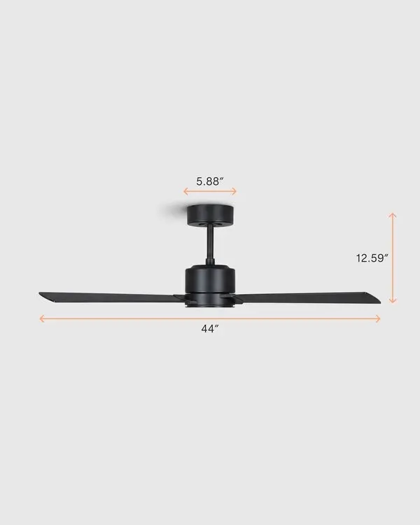 Quince Minimalist Wood Blade Ceiling Fan, Size - Black