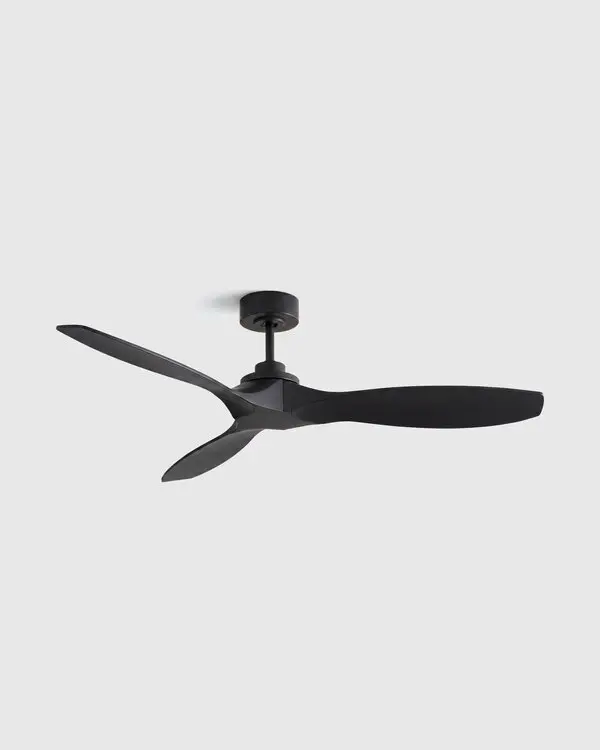 Quince Outdoor Transitional Ceiling Fan, Metal - Black