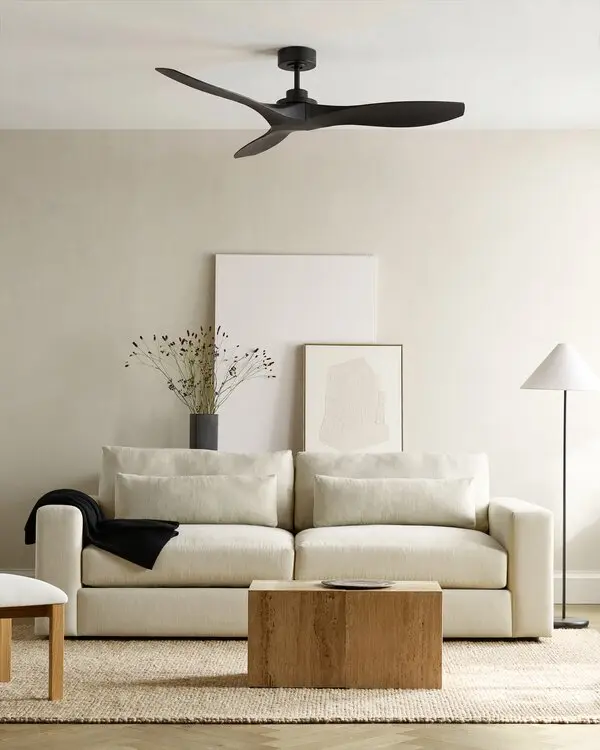 Quince Outdoor Transitional Ceiling Fan, Metal - Black