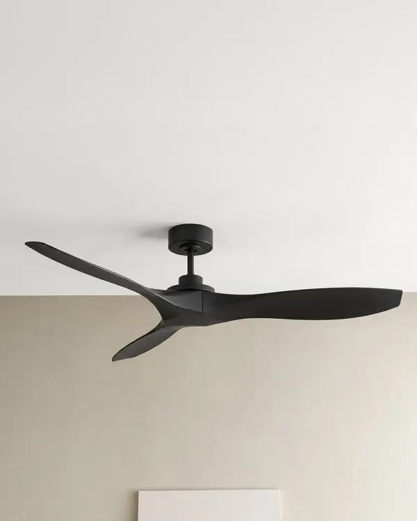 Quince Outdoor Transitional Ceiling Fan, Metal - Black