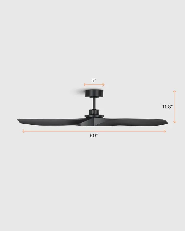 Quince Outdoor Transitional Ceiling Fan, Metal - Black