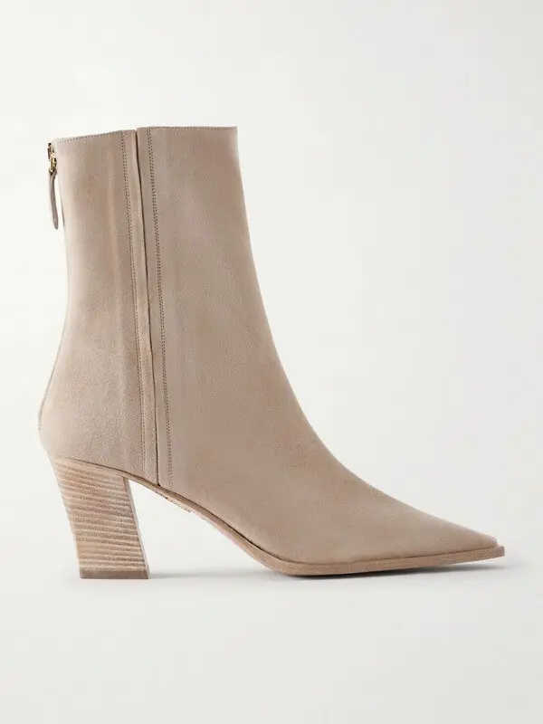 AQUAZZURA Francoise 70 Suede Boots - Neutrals