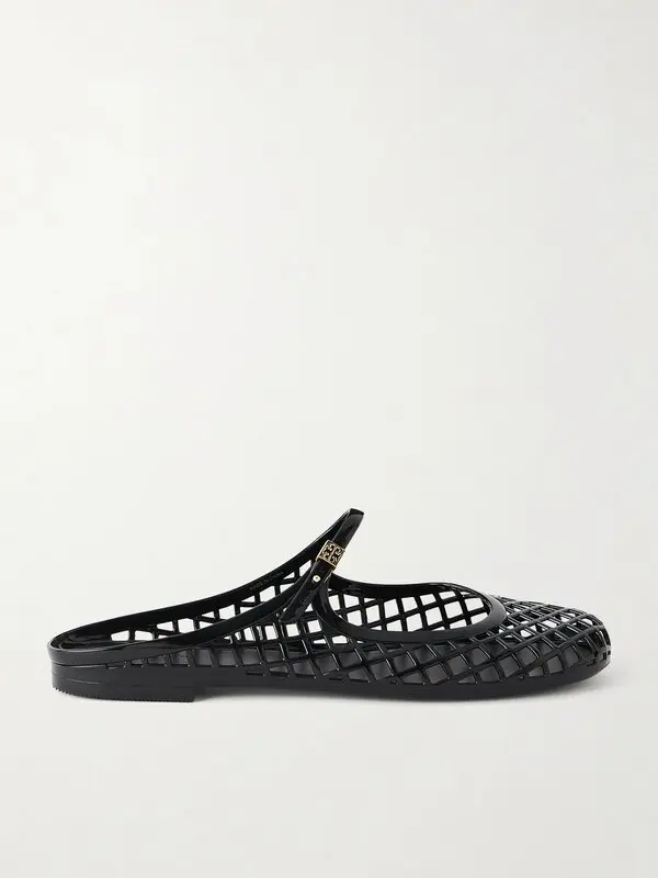 Tory Burch Embellished Rubber Mules - Black