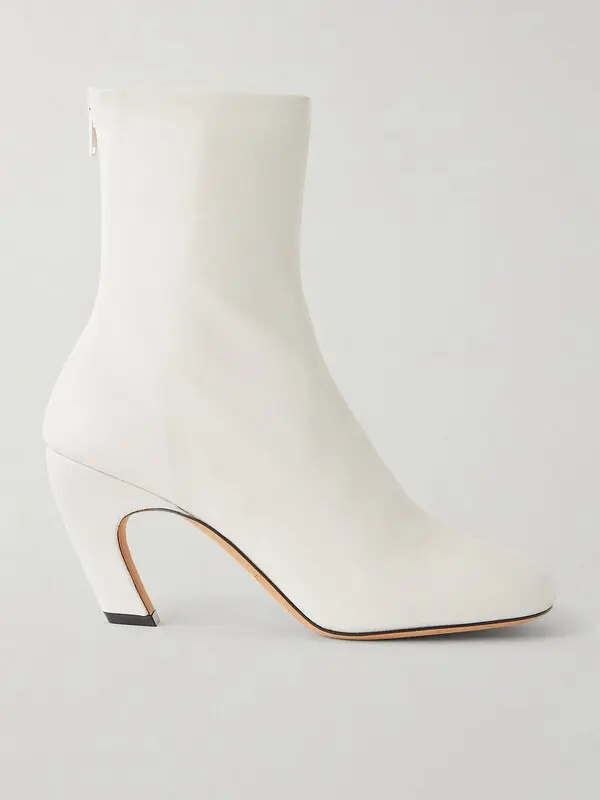 Le Monde Beryl Mica Leather Ankle Boots - White