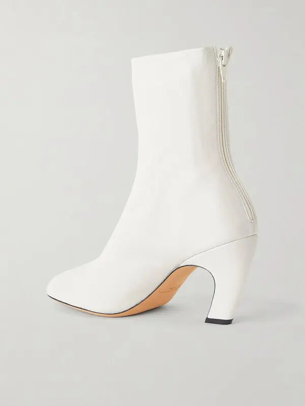 Le Monde Beryl Mica Leather Ankle Boots - White