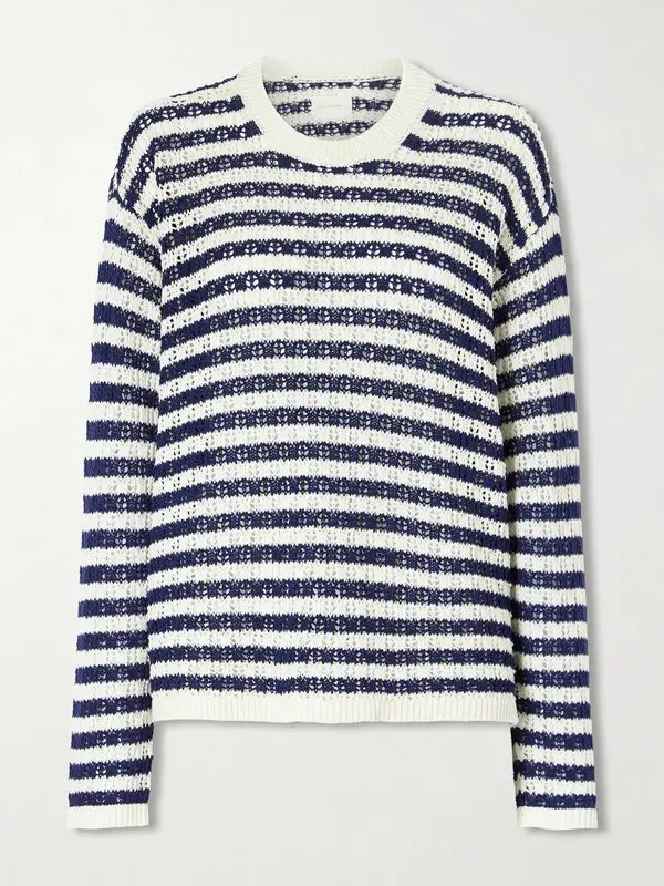 Aimé Leon Dore Eyelet Striped Cotton Sweater