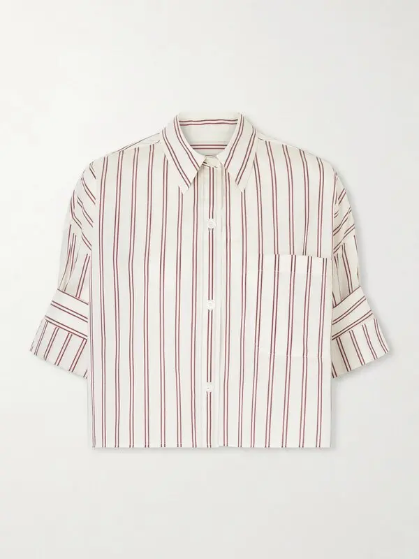 TWP Cropped Striped Cotton And Silk-blend Shirt - Multi