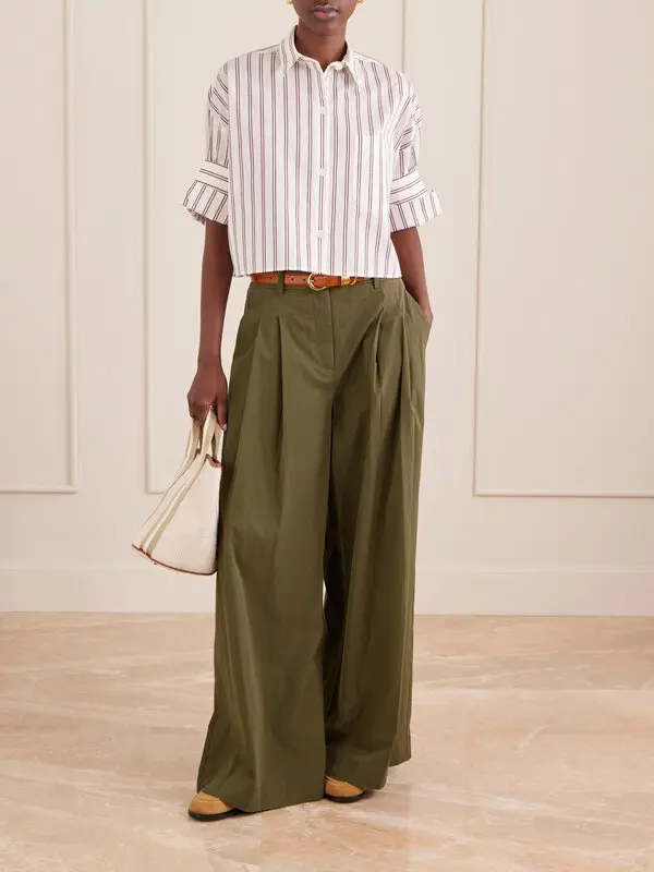 TWP Cropped Striped Cotton And Silk-blend Shirt - Multi