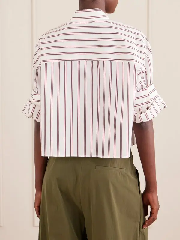 TWP Cropped Striped Cotton And Silk-blend Shirt - Multi