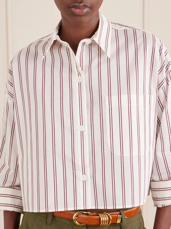 TWP Cropped Striped Cotton And Silk-blend Shirt - Multi