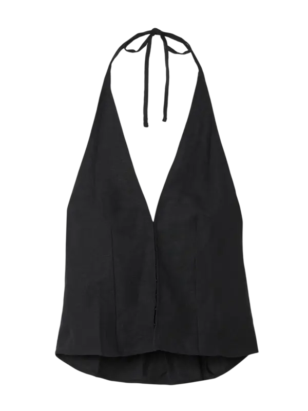 DEIJI STUDIOS Linen Halterneck Top - Black