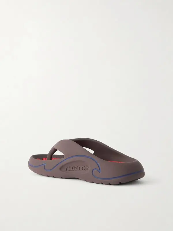 Rabanne 3d Logo-embossed Thong Sandals - Brown