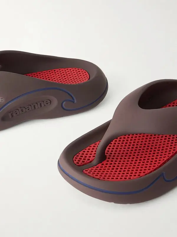 Rabanne 3d Logo-embossed Thong Sandals - Brown