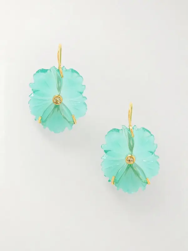 LIZZIE FORTUNATO New Bloom Enamel, Glass, And Lemon Quartz Earrings - Blue