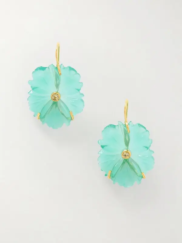 LIZZIE FORTUNATO New Bloom Enamel, Glass, And Lemon Quartz Earrings - Blue